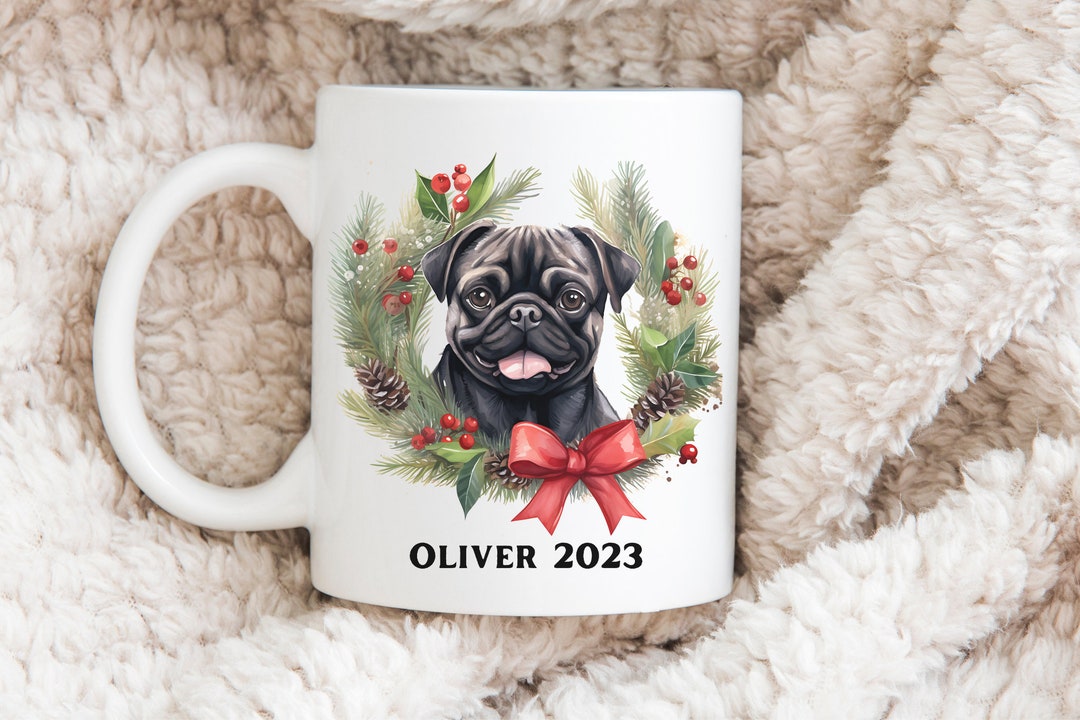 Customized Black Pug Christmas Gift Custom Ceramic Coffee Mug for Dog ...