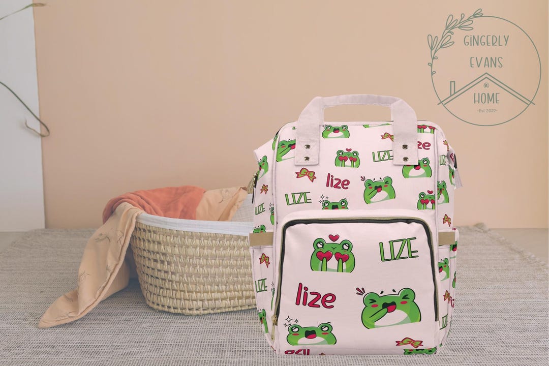 Custom Cartoon Frog Backpack, Anime Kawaii Froggy Personalized Diaper ...