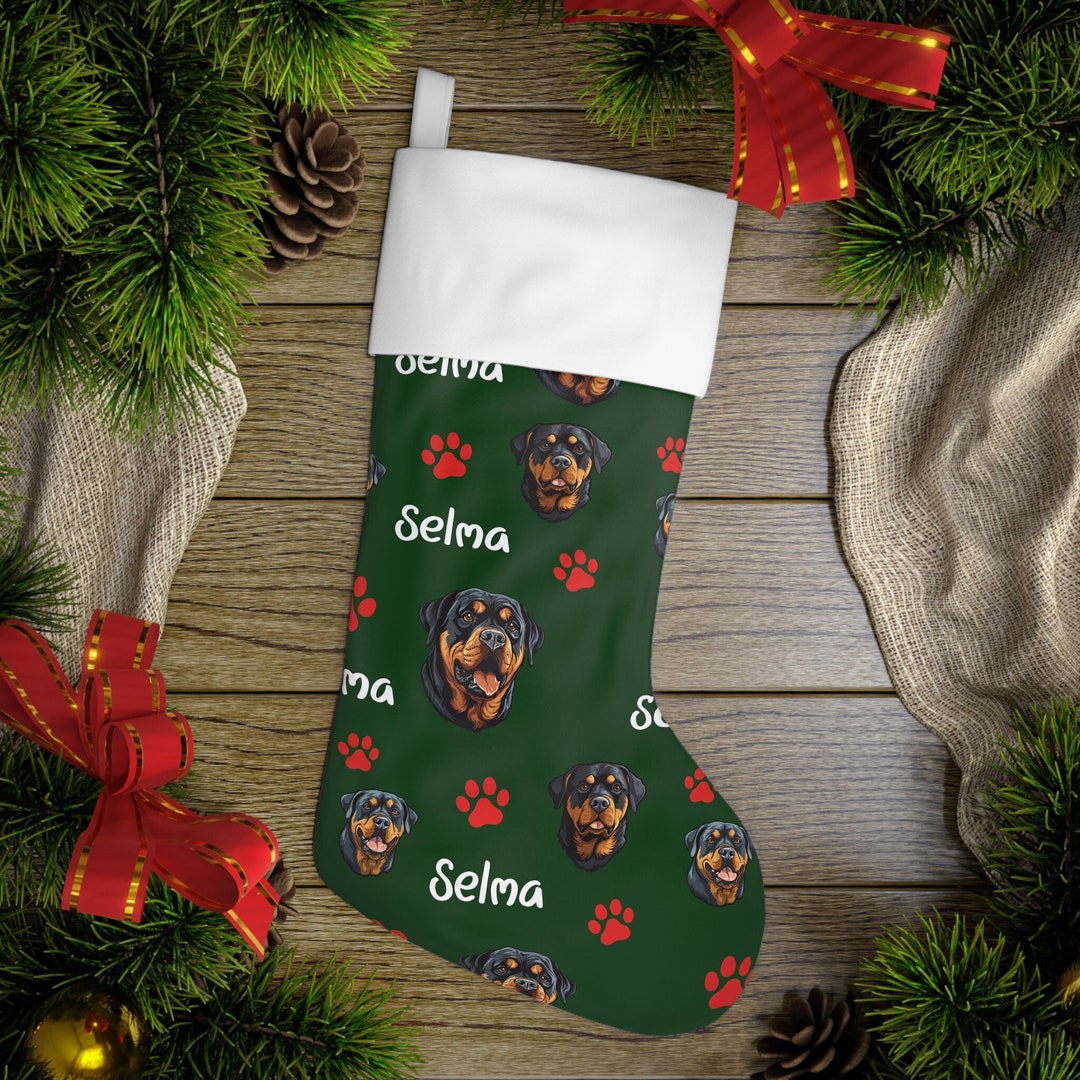 Custom Rottweiler Christmas Stocking, Personalized Gift for Rottweiler ...