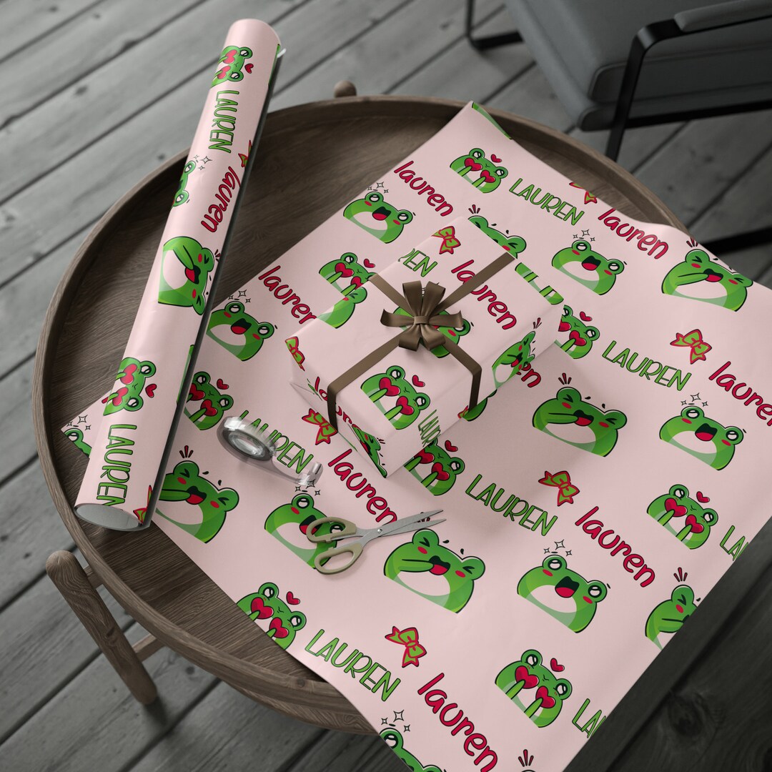 Custom Frog Wrapping Papers for Teen, Personalized Cute Kawaii Froggy ...