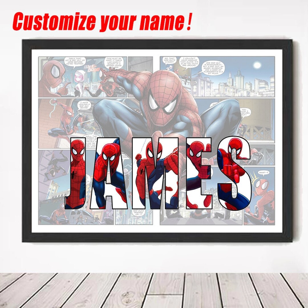 Custom Personalized Name Word Art Spider Character Poster - Etsy
