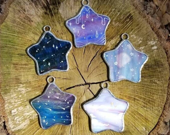 Chunky Star Charms - Stained Glass Star, Star Charms, Hand Painted ...