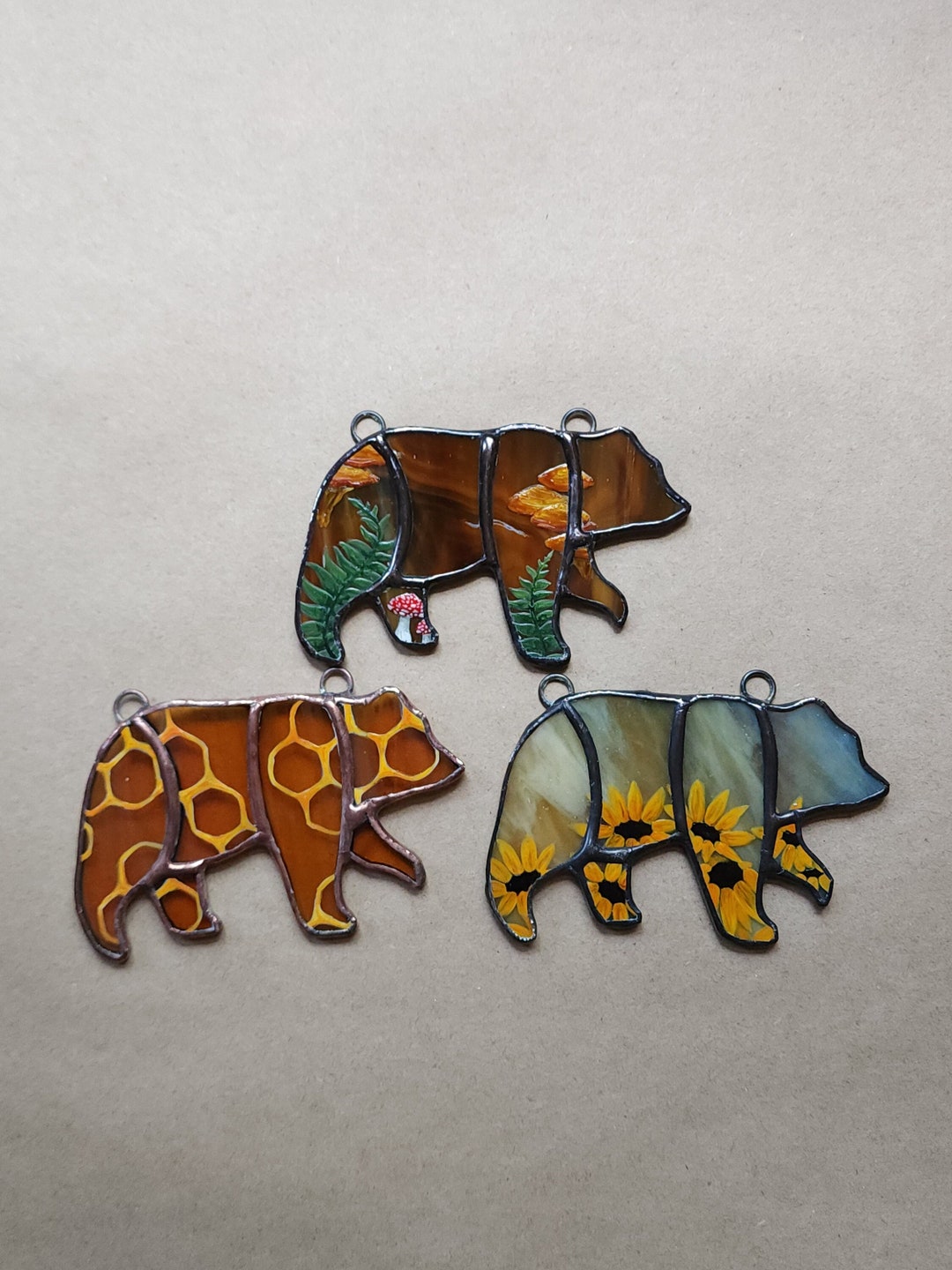 Cottage Bears Stained Glass Bear Charms // Meadows - Etsy