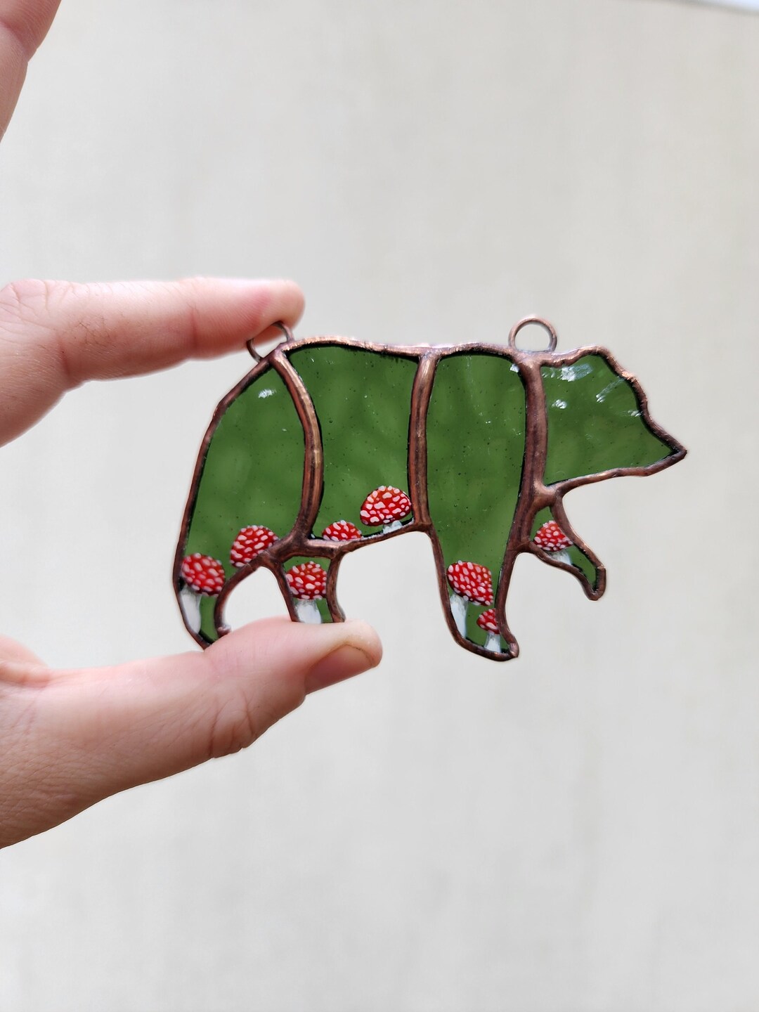 Cottage Bears Stained Glass Bear Charms // Meadows, Mushroom, Amanita ...