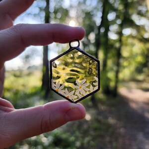 Autumn Floral Charms - Stained Glass Honeycomb Charm - Hand Painted ...