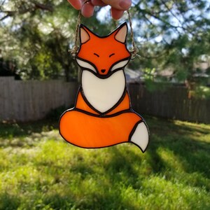 Stained Glass Fox Template - Sitting Fox - Glass Fox Pattern - Stained ...