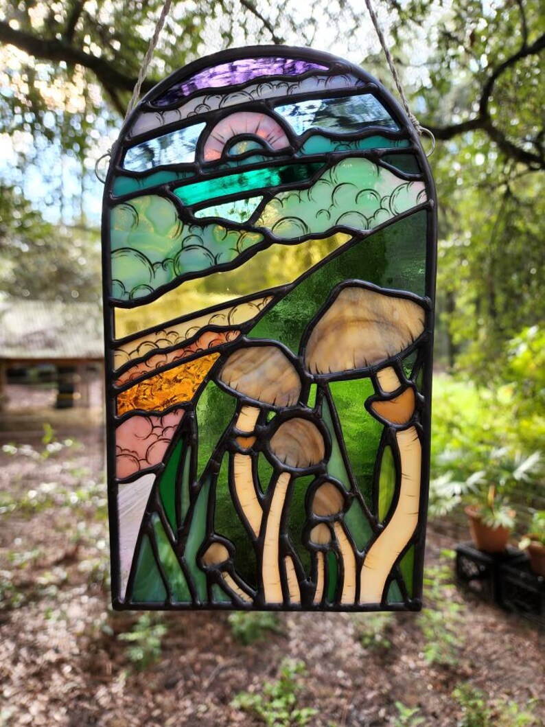 The Journey Stained Glass Mushroom Rainbow Psychedelic - Etsy