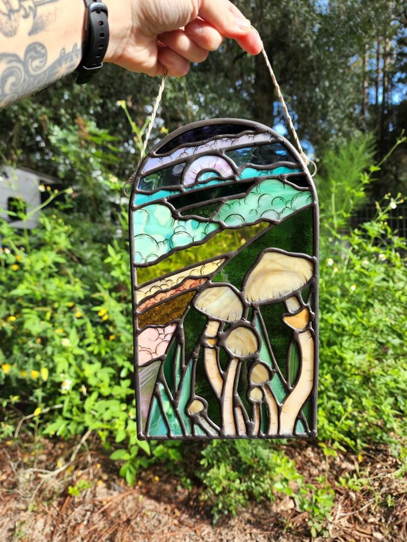 The Journey Stained Glass Mushroom Rainbow Psychedelic - Etsy