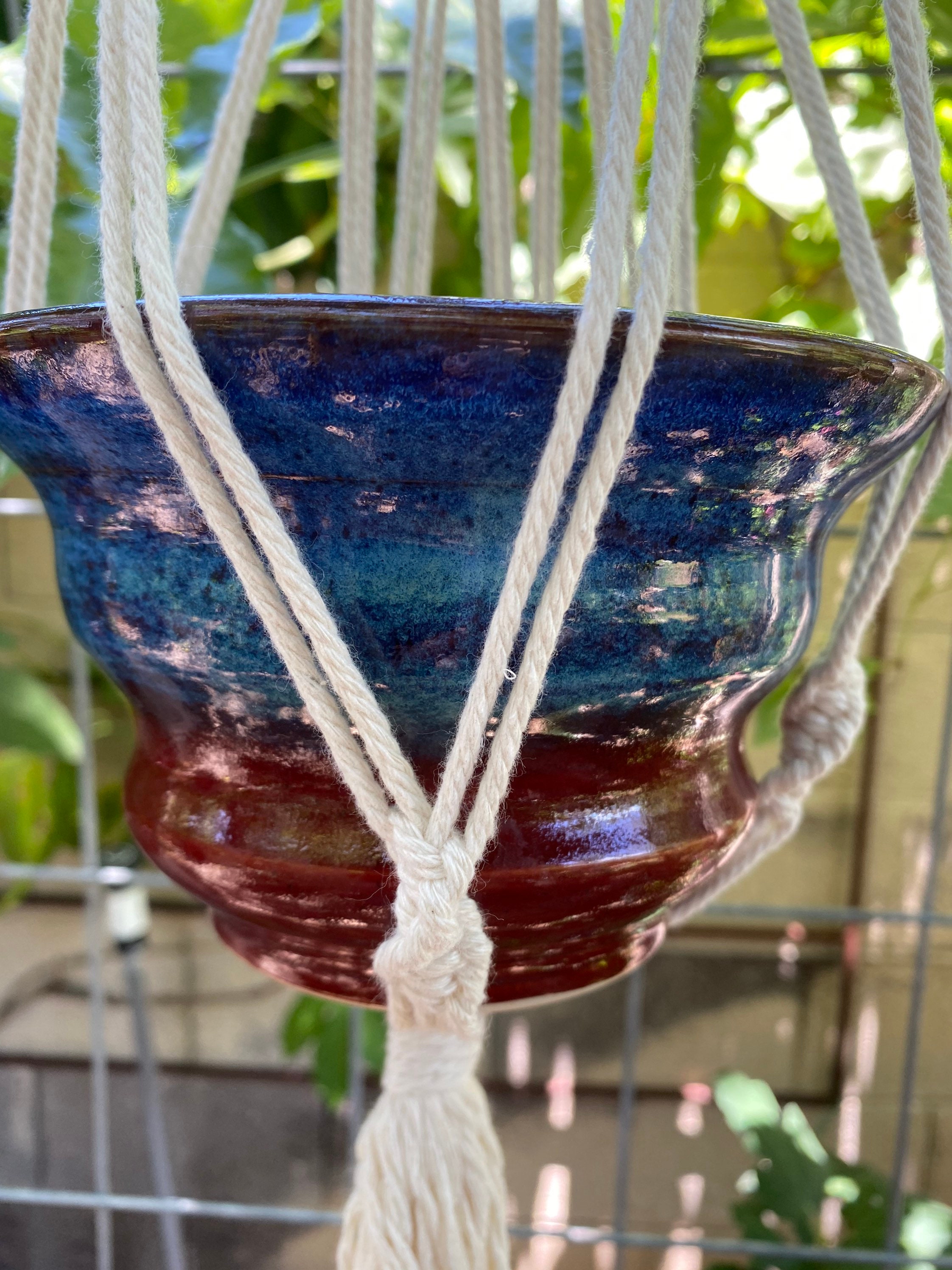 Handmade Plant Pot With Macrame Hanging Planter | Etsy