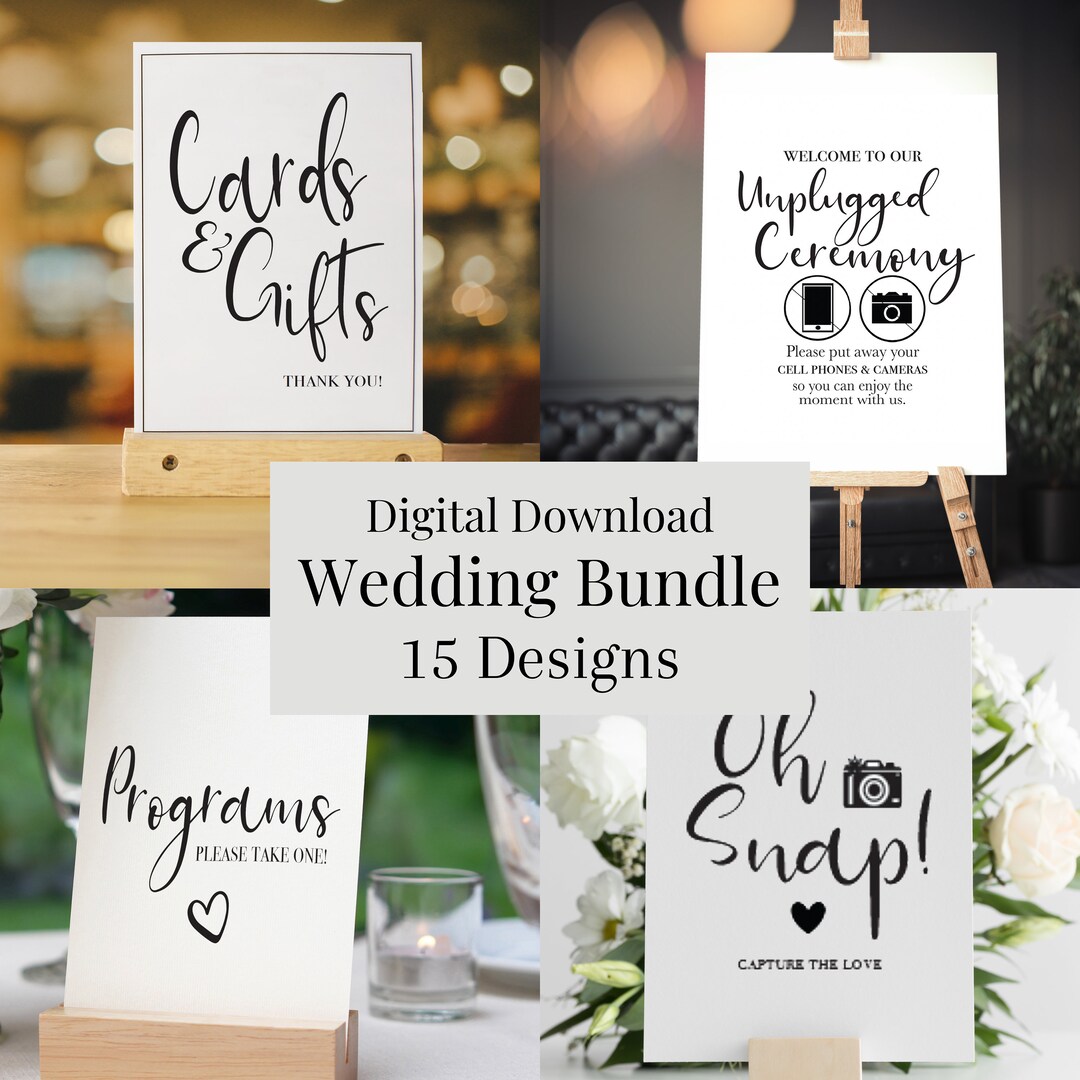 Classic Wedding Sign Bundle Digital Download PDF Wedding Sign Bundle - Etsy
