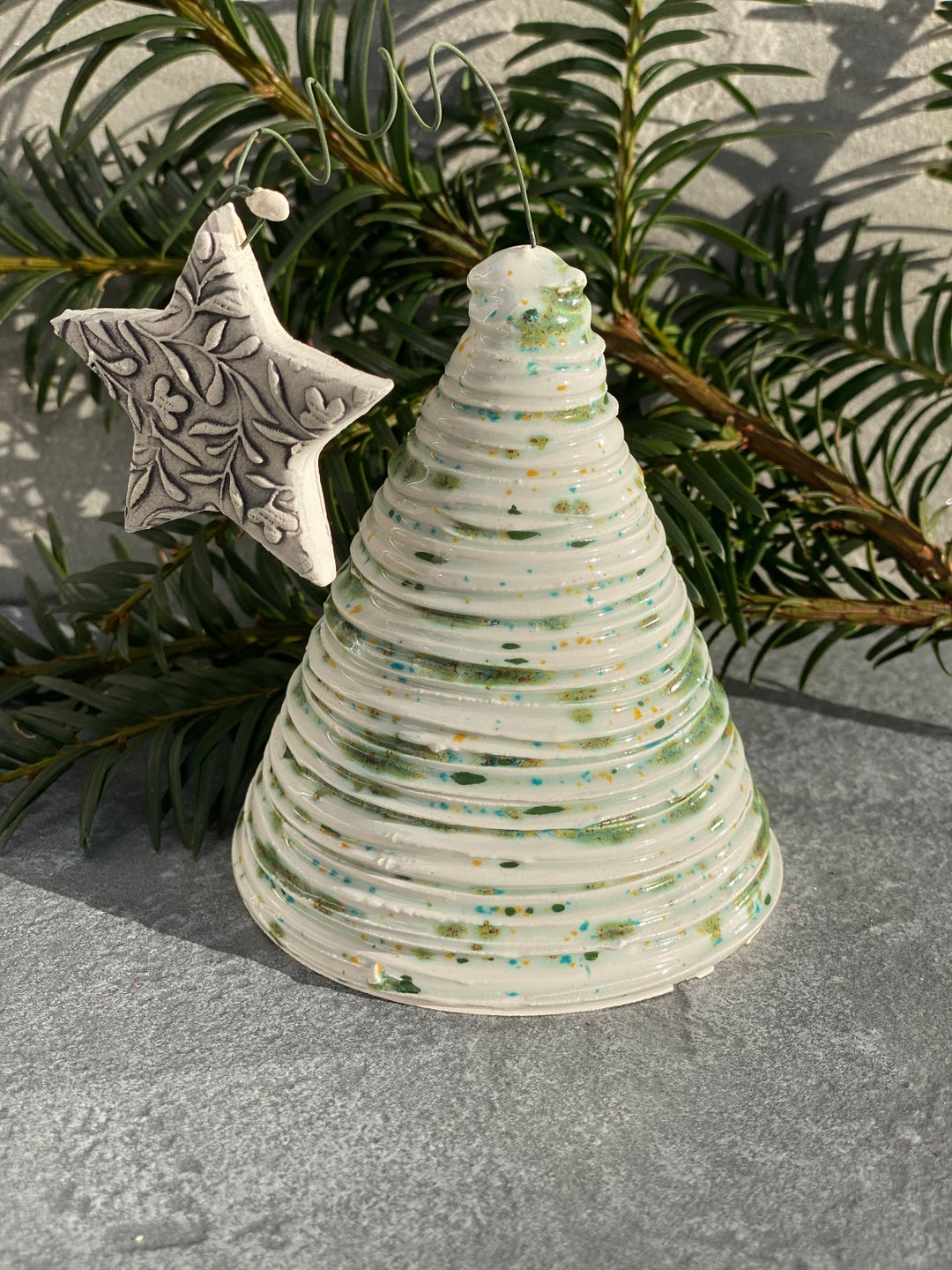 Hand Made White and Green Wobbly Star Ceramic Tree - Etsy