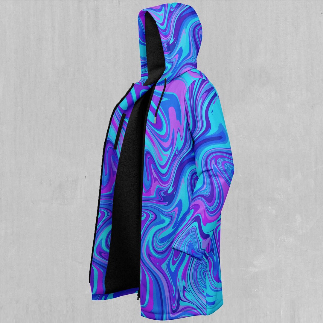 Vapor Drip Retro Vaporwave EDM Rave Festival Sherpa Lined Hooded Zip up ...