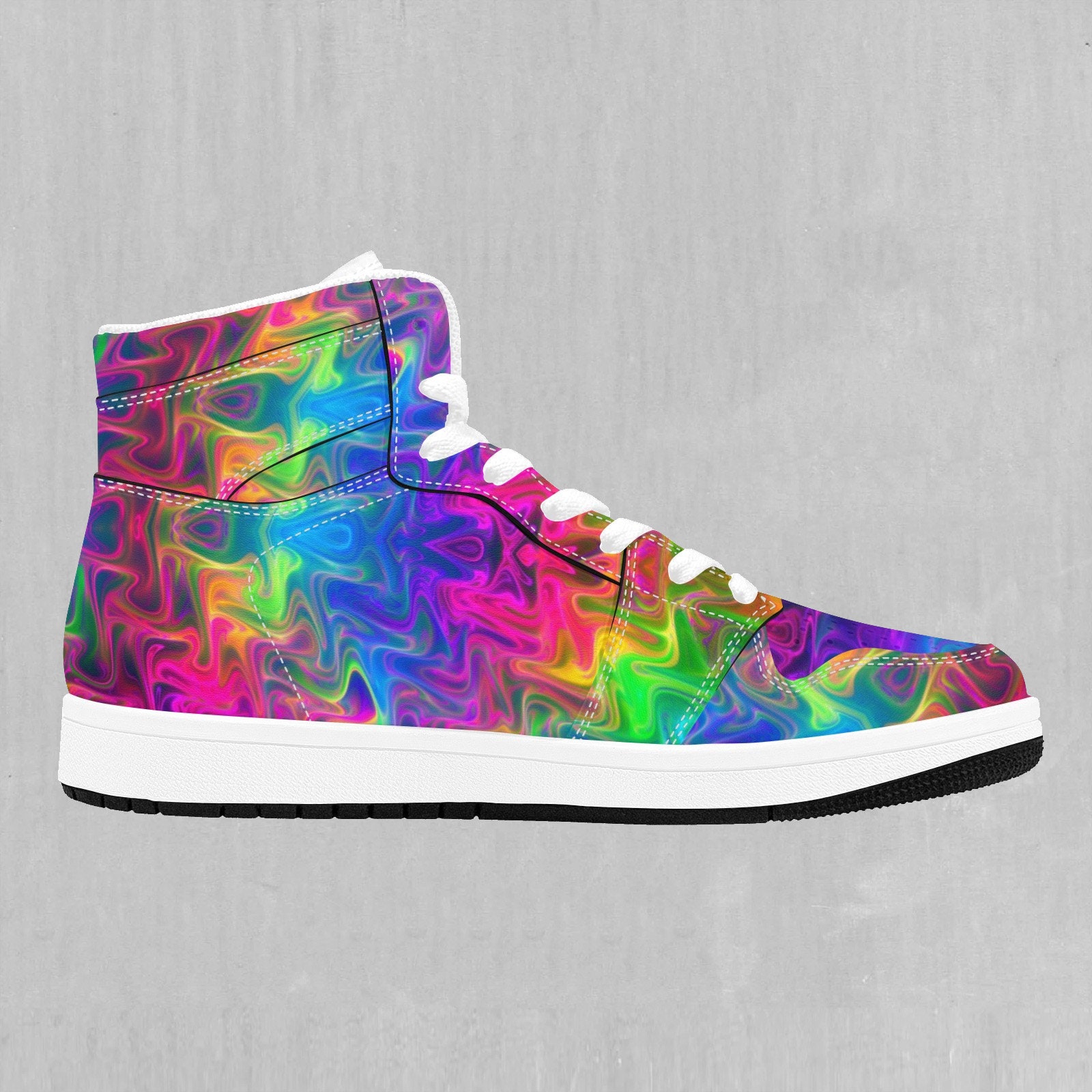 Tek Quantum Psychedelic Rainbow High Top Sneakers, High Top Shoes - Etsy