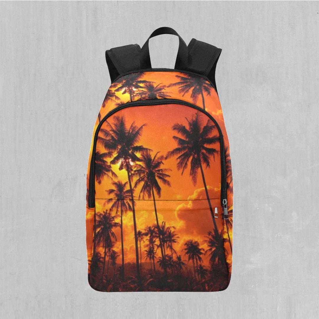 Lush Sunset Adventure Festival Abstract Tropical Palm Tree Backpack ...