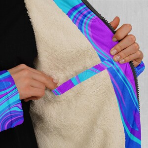 Vapor Drip Retro Vaporwave EDM Rave Festival Sherpa Lined Hooded Zip up ...