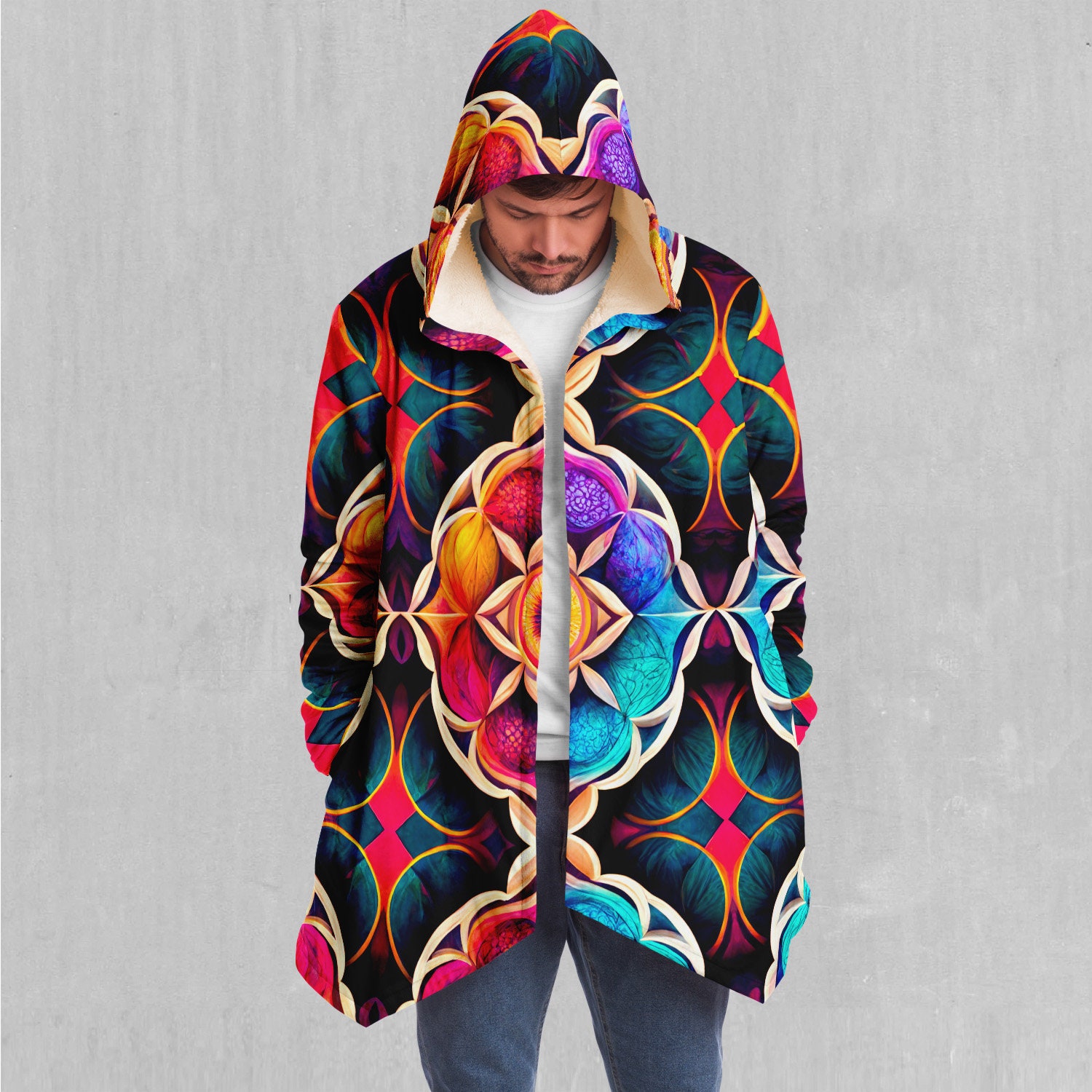 Blossoming Spectrum Mandala Psychedelic EDM Rave Festival Sherpa Lined ...