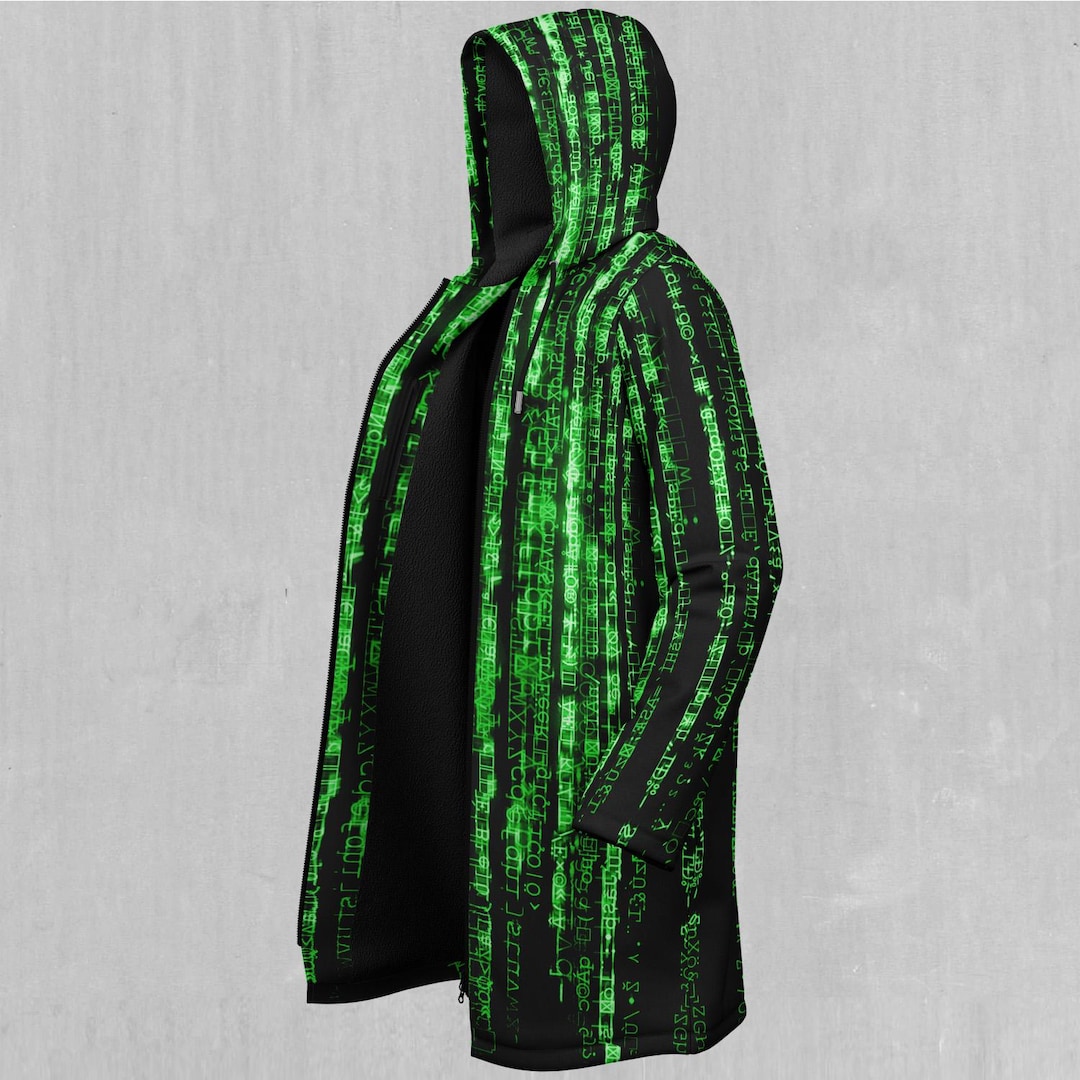 Digital Rain Matrix Rave Festival Sherpa Lined Hooded Zip up Cloak - Etsy