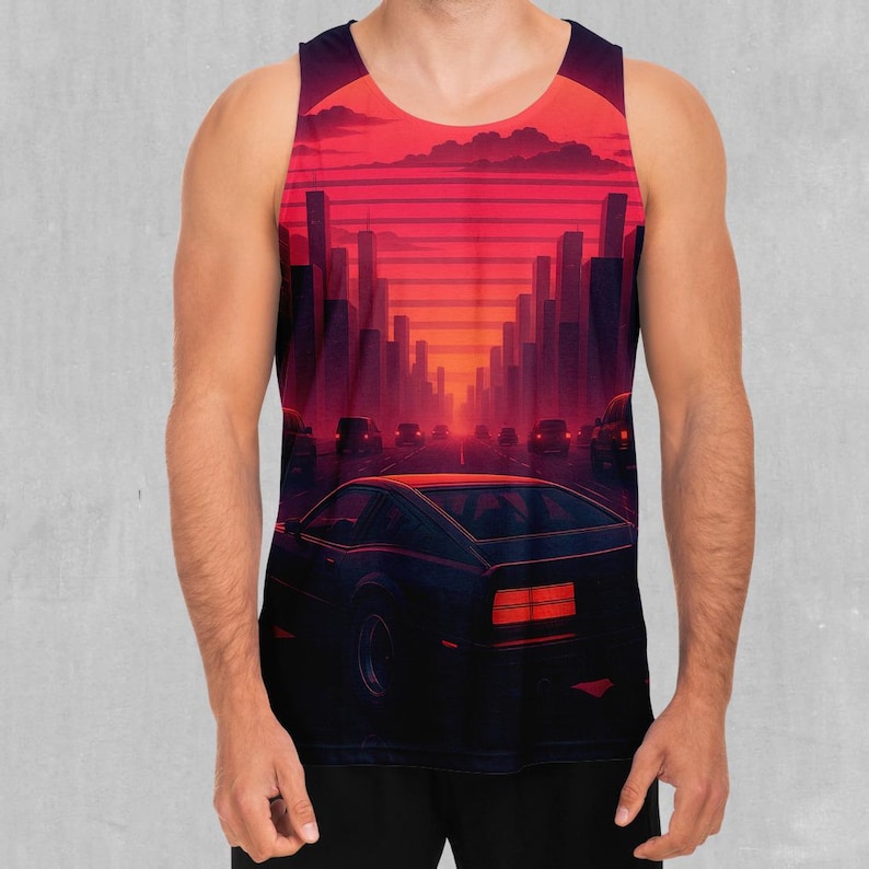 Nightfall Retro Vaporwave Synthwave Men's Tank Top Muscle Sleeveless ...