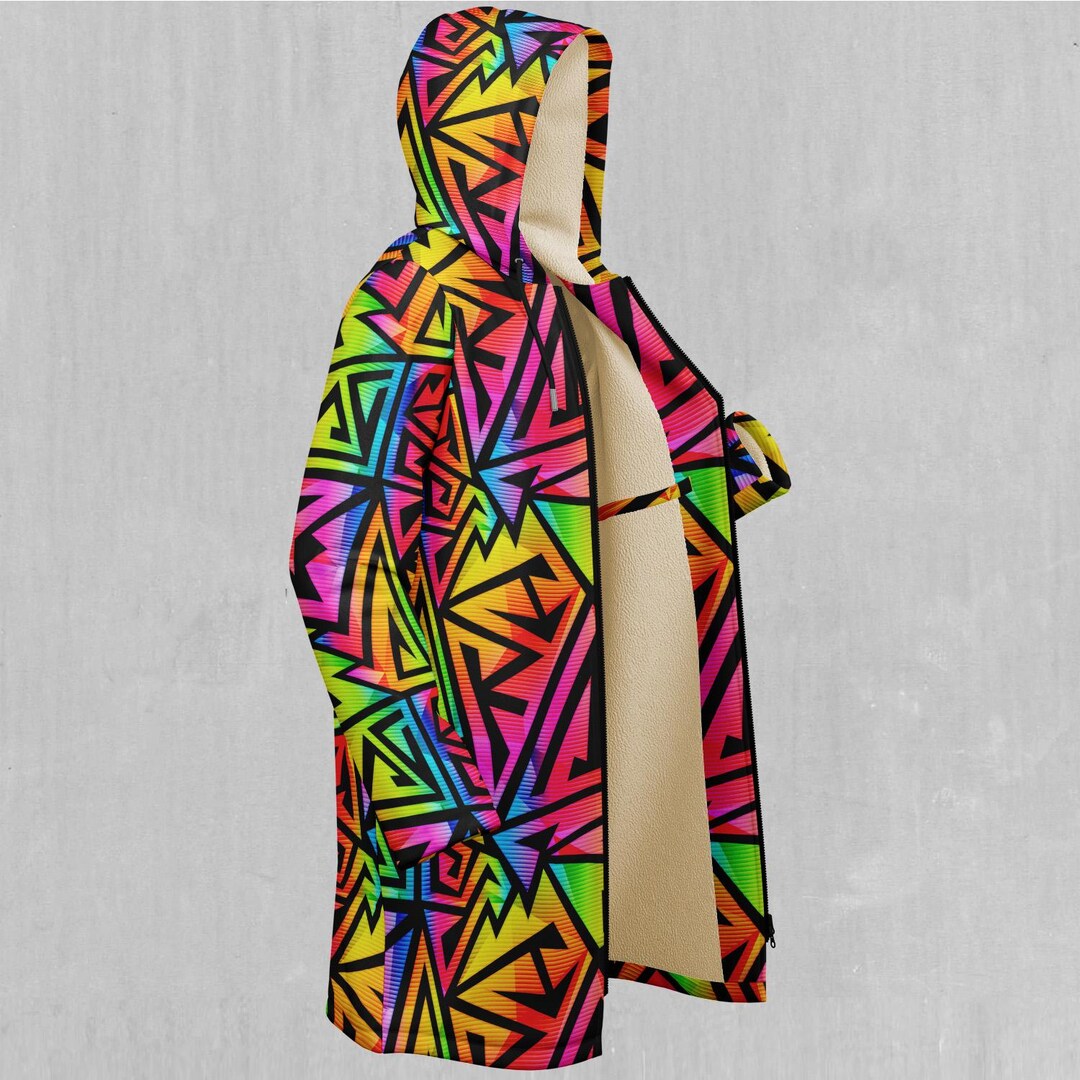 Prismatic Spectrum Rainbow EDM Rave Festival Sherpa Lined Hooded Zip up ...