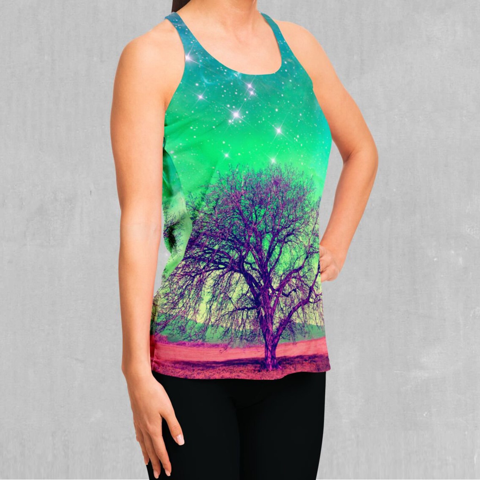 Galactic Essence Outer Space Galaxy Tree of Life Women's Racerback Tank ...