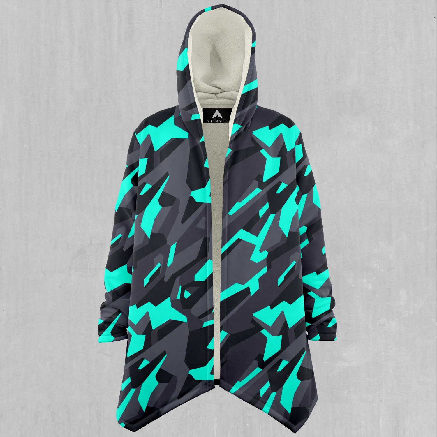 Cyber-tech Abstract Futuristic EDM Rave Festival Sherpa Lined Hooded ...