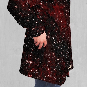 Crimson Space Galaxy Nebula EDM Rave Festival Sherpa Lined Hooded Cloak ...