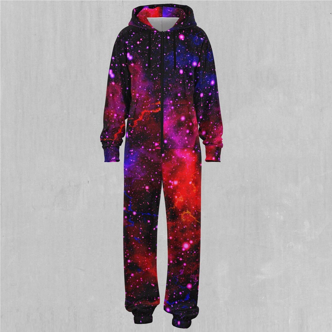 Electric Galaxy Outer Space Galaxy Adult Zip up Jumpsuit Pajamas - Etsy