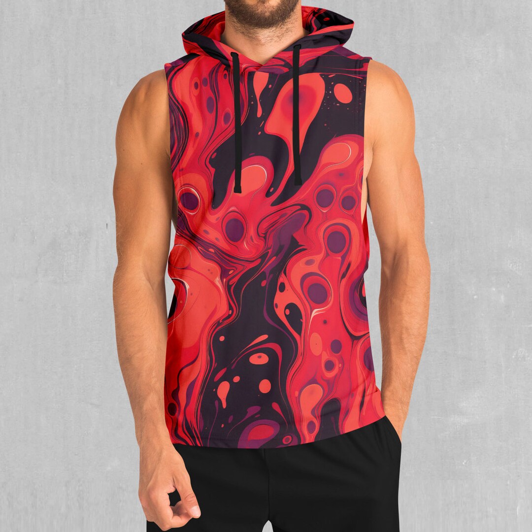 Scarlet Fusion Red Psychedelic EDM Rave Festival Polyester Sleeveless ...