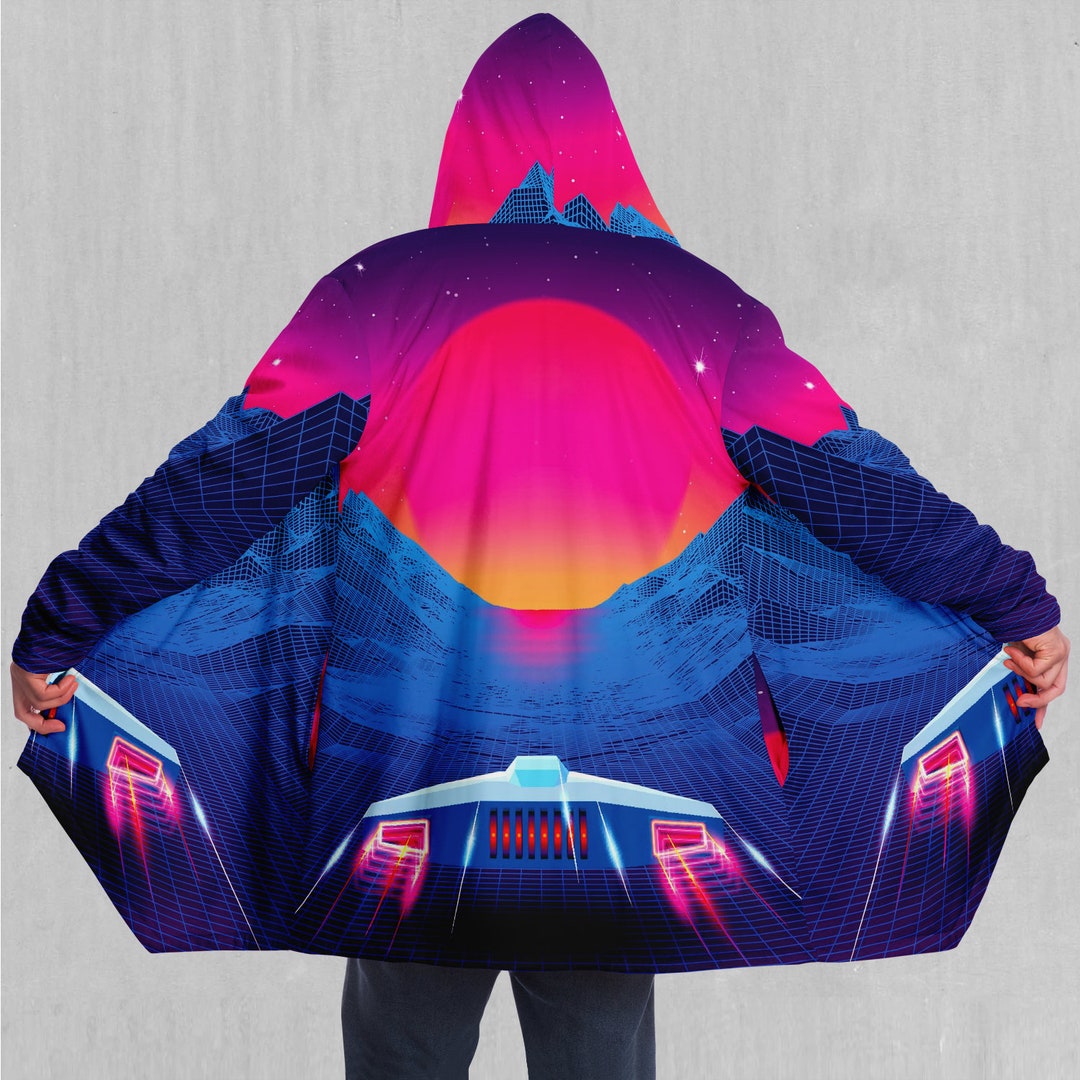 Into the Sunset Retro Vaporave EDM Rave Festival Sherpa Lined Hooded ...