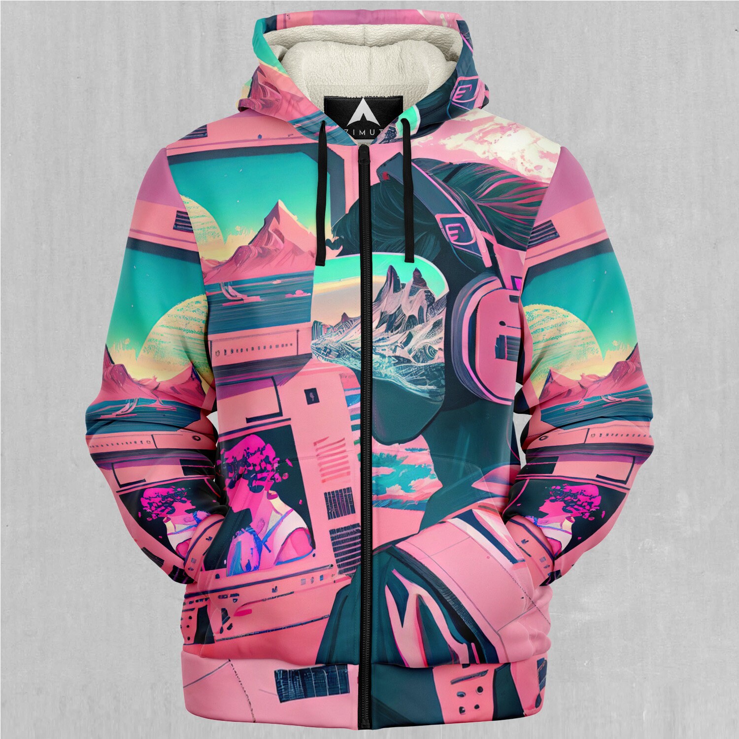 Virtual Visions Retro Vaporwave Sherpa Microfleece Zip-up - Etsy