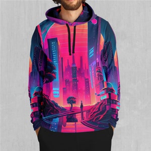 Neon Sunrise Vaporwave Synthwave EDM Rave Festival Polyester Hoodie - Etsy