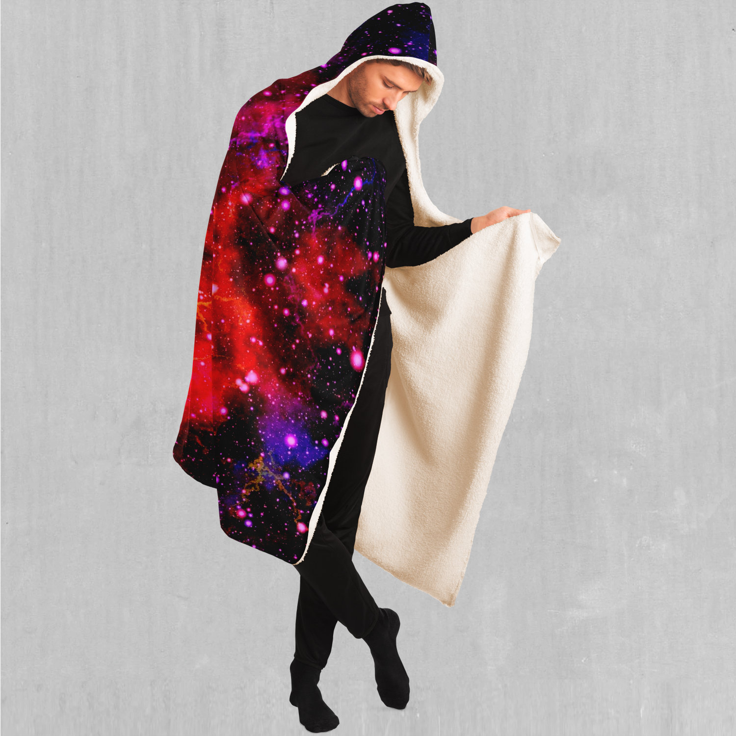 Electric Galaxy Nebula Space Sherpa Microfleece Cape Hooded | Etsy