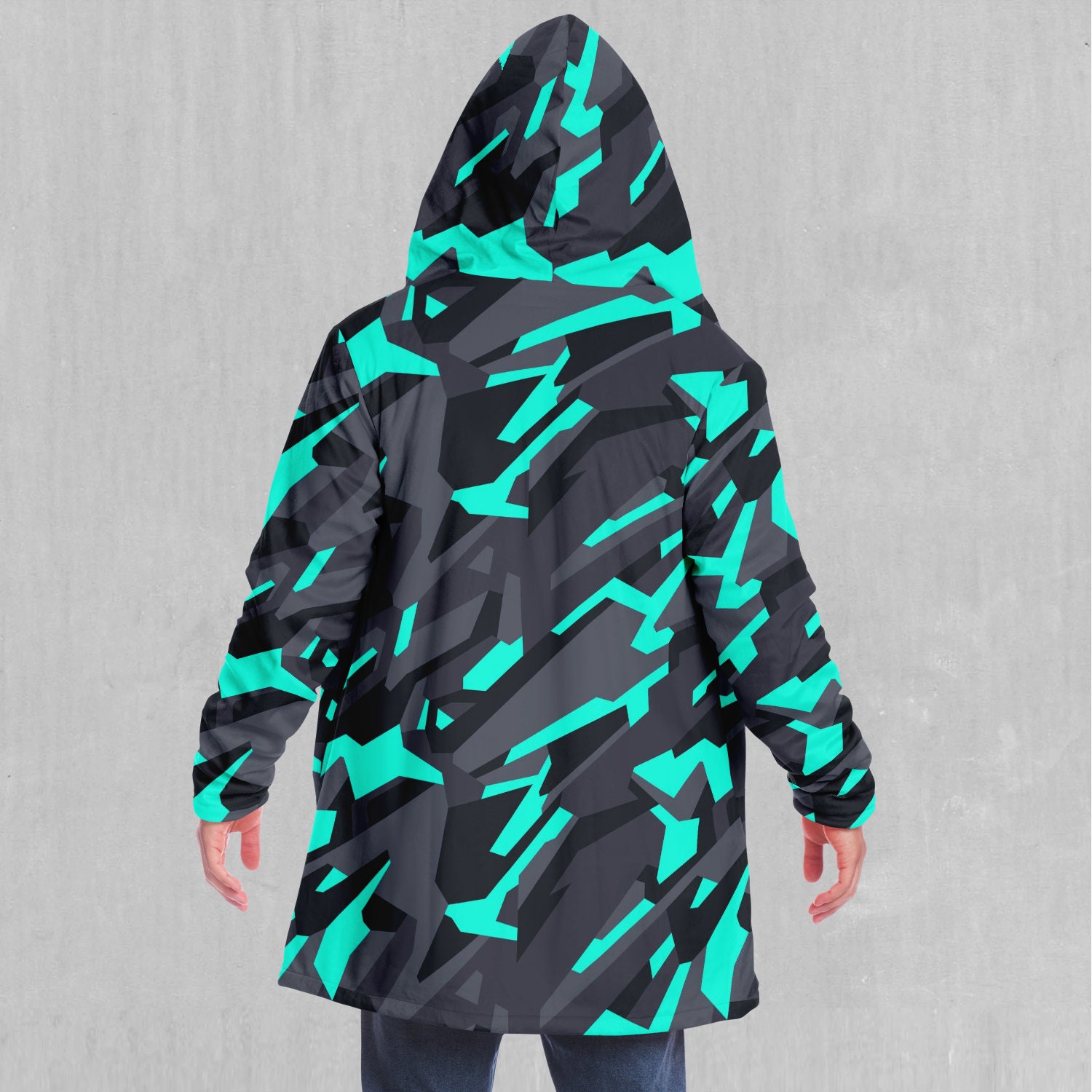 Cyber-tech Abstract Futuristic EDM Rave Festival Sherpa Lined Hooded ...