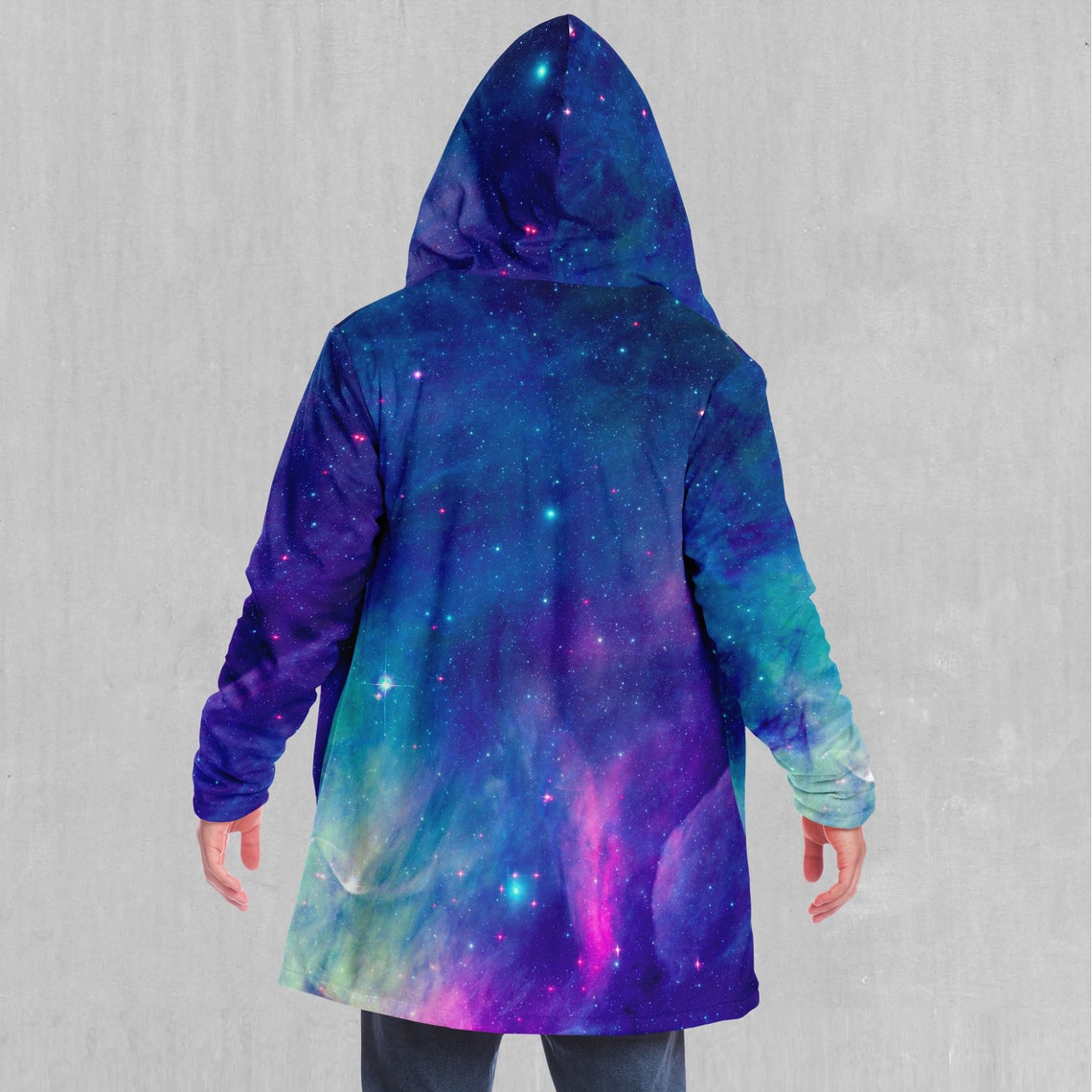 Frost Nebula Galaxy Space EDM Rave Festival Sherpa Lined Hooded Cloak ...
