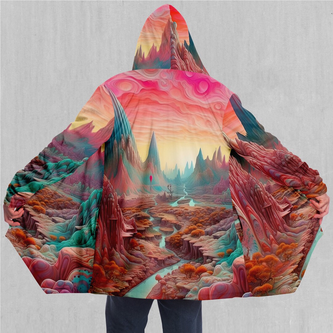 Dream Canyon Colorful EDM Rave Festival Sherpa Lined Hooded Cloak - Etsy