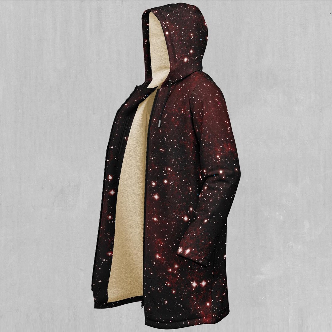 Crimson Space Galaxy Nebula EDM Rave Festival Sherpa Lined Hooded Zip ...