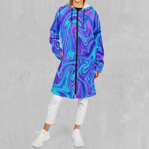 Vapor Drip Retro Vaporwave EDM Rave Festival Sherpa Lined Hooded Zip up ...