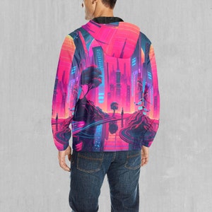 Neon Sunrise Vaporwave Retro Synthwave Snowboarding Windbreaker and Ski ...