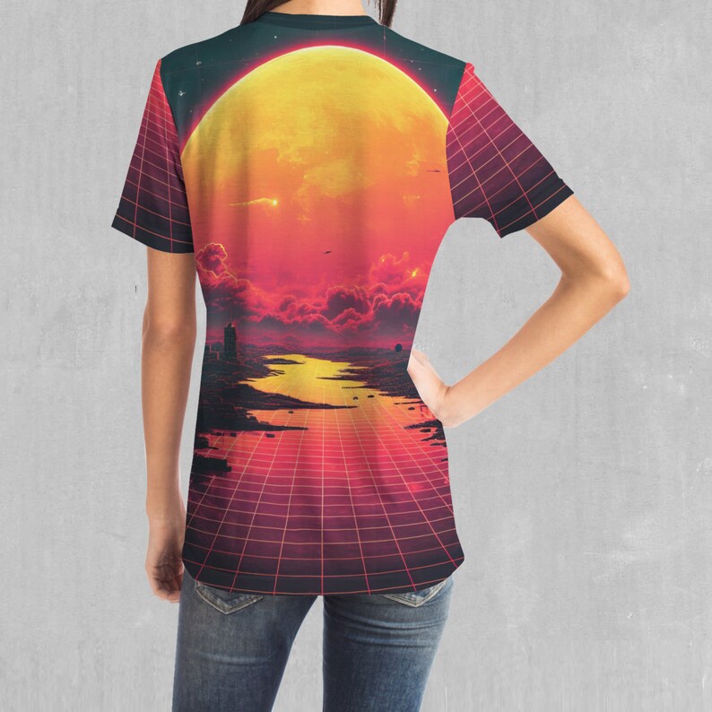 Cyber Skyline Synthwave Retro Vaporwave All Over Print Tee - Etsy