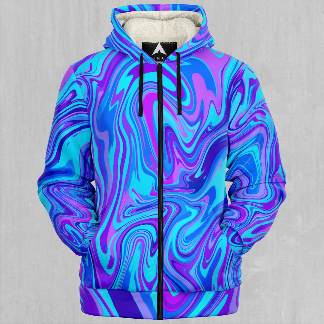 Vapor Drip Pastel Retro Vaporwave Sherpa Microfleece Zip-up Hoodie - Etsy