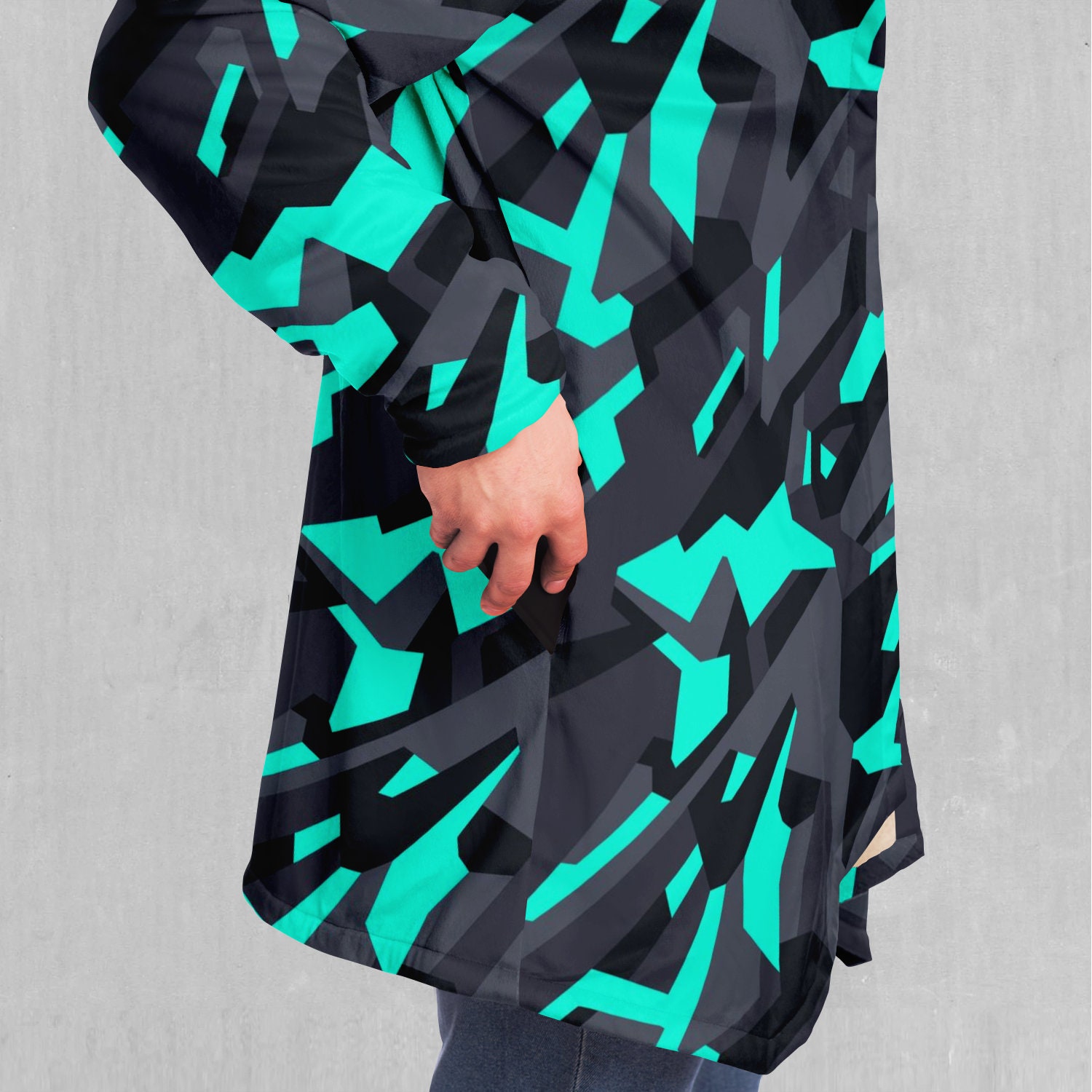 Cyber-tech Abstract Futuristic EDM Rave Festival Sherpa Lined Hooded ...