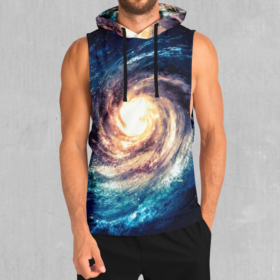 Spiral Galaxy Outer Space EDM Rave Festival Polyester Sleeveless Hoodie ...