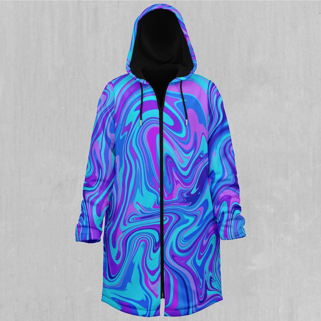 Vapor Drip Retro Vaporwave EDM Rave Festival Sherpa Lined Hooded Zip up ...