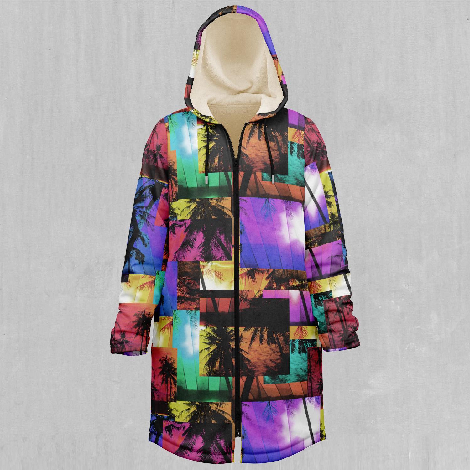 Paradise Collage Tropical EDM Rave Festival Sherpa Lined Hooded Zip up ...