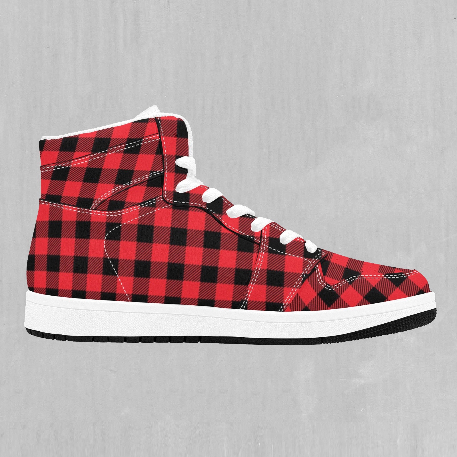 Red Checkered Plaid High Top Sneakers, High Top Shoes - Etsy