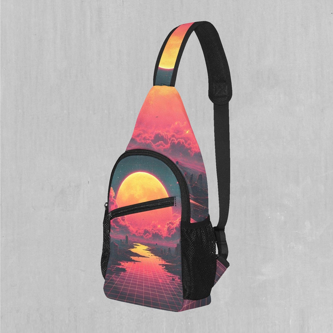 Cyber Skyline Vaporwave Retro Synthwave Sling Fanny Pack Crossbody ...