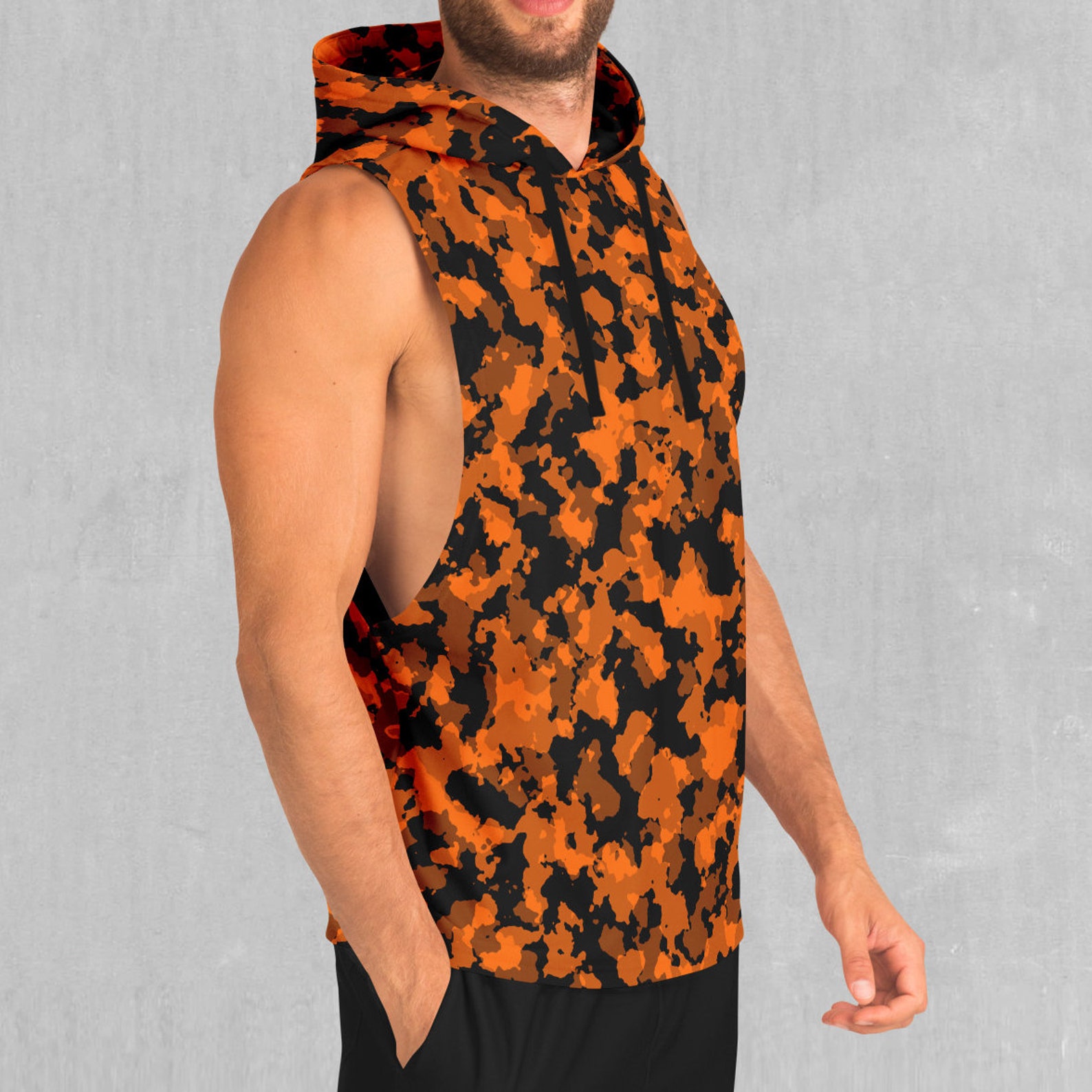Savage Orange Camo Polyester Sleeveless Hoodie - Etsy