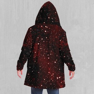 Crimson Space Galaxy Nebula EDM Rave Festival Sherpa Lined Hooded Cloak ...
