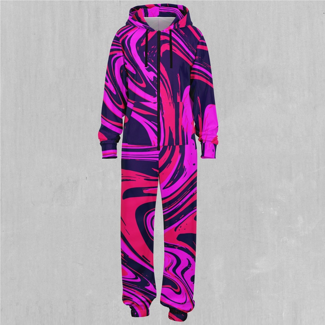 Candy Drip Pink Psychedelic Adult Zip up Jumpsuit Pajamas - Etsy