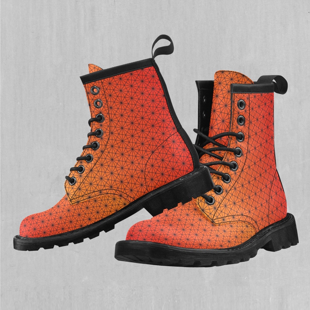 Star Net (pyro) Sacred Geometry Pattern Women's Lace-up Faux Leather ...